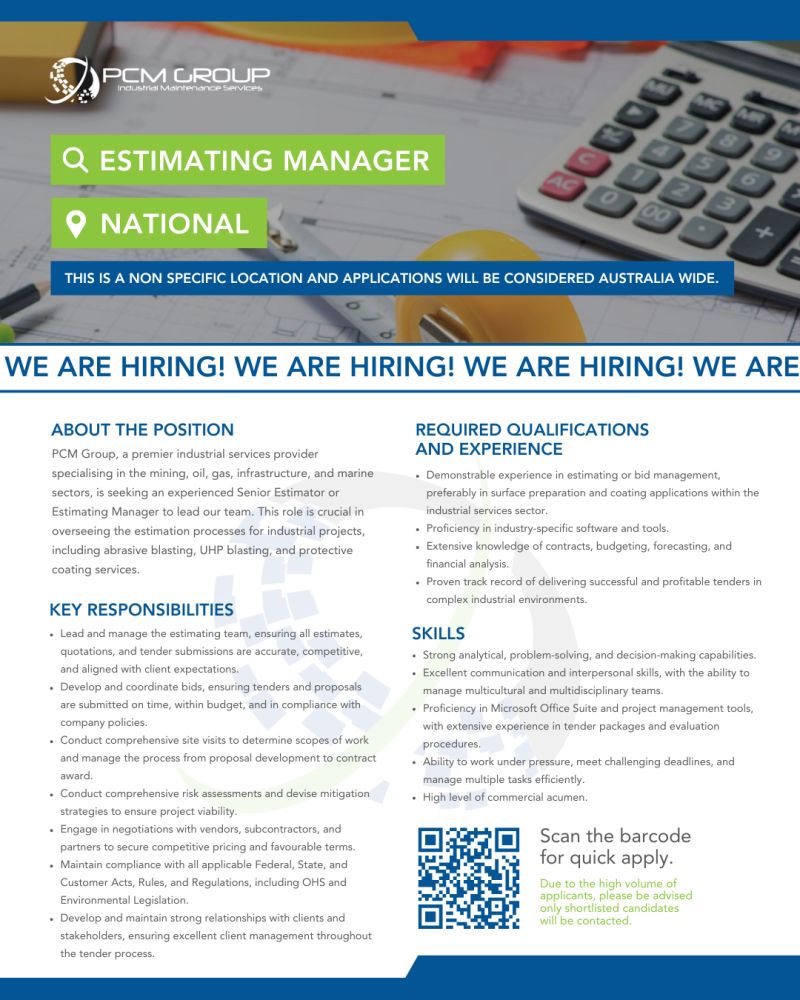 Employment Opportunities - PCM GROUP - Industrial Maintenance Services